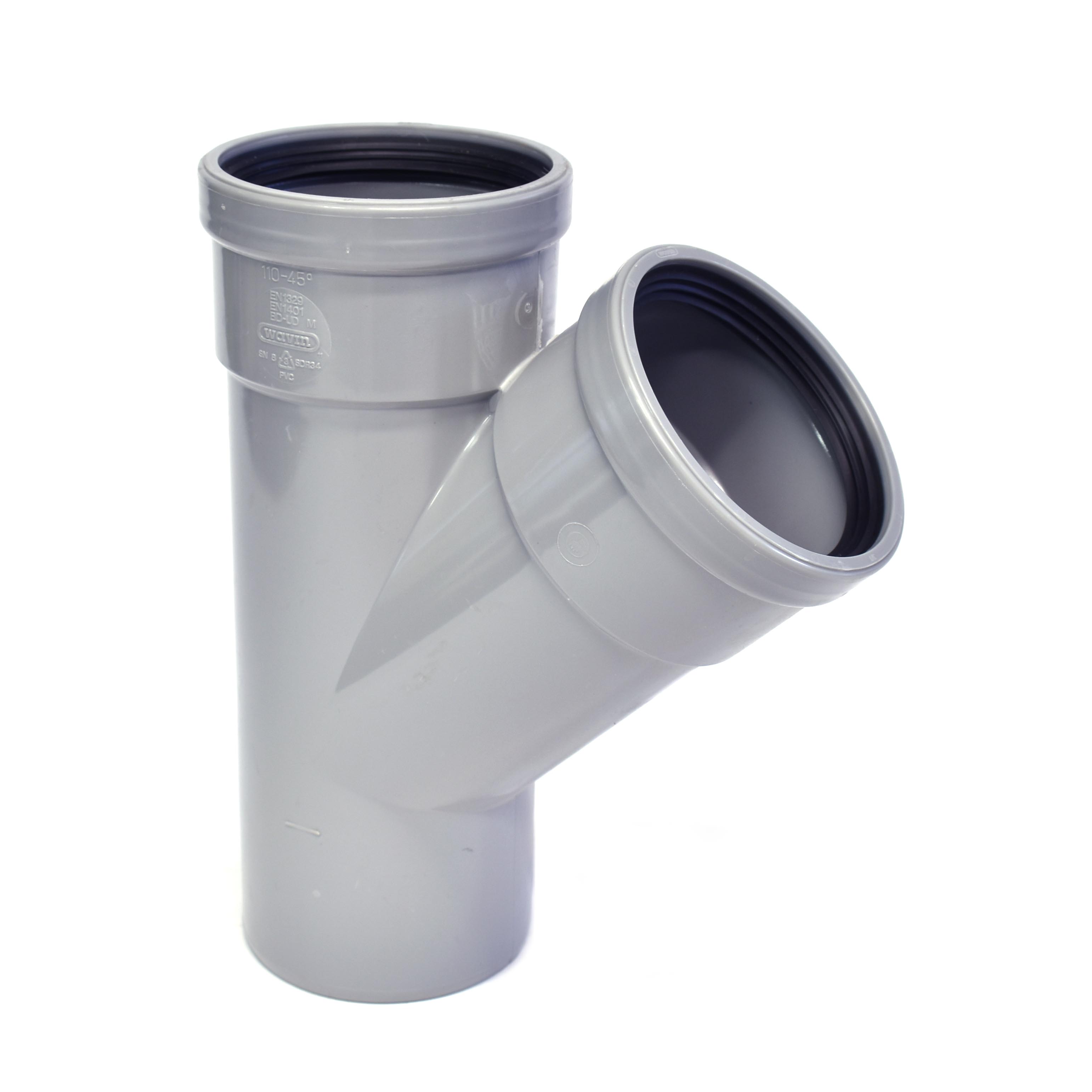 T-stuk PVC 45GR, 110 x 110 x 110 mm, MMS - PVC Manchet Hulpstukken SN4